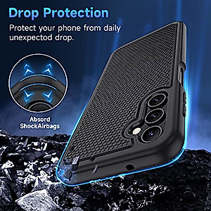Huness for Samsung Galaxy A14 5G Case with Tempered Glass Screen Protector,Samsung A14 5G Case,Durable Armor & Resilient Shock Absorption Defender & Non Slip Textured Back Case - Black