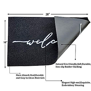 AAZZKANG Welcome Mat Door Mats Outdoor with Non Slip Rubber Backing Durable Front Door Mat Easy to Clean Indoor Doormat for Entrance,High Traffic Areas,Patio Black