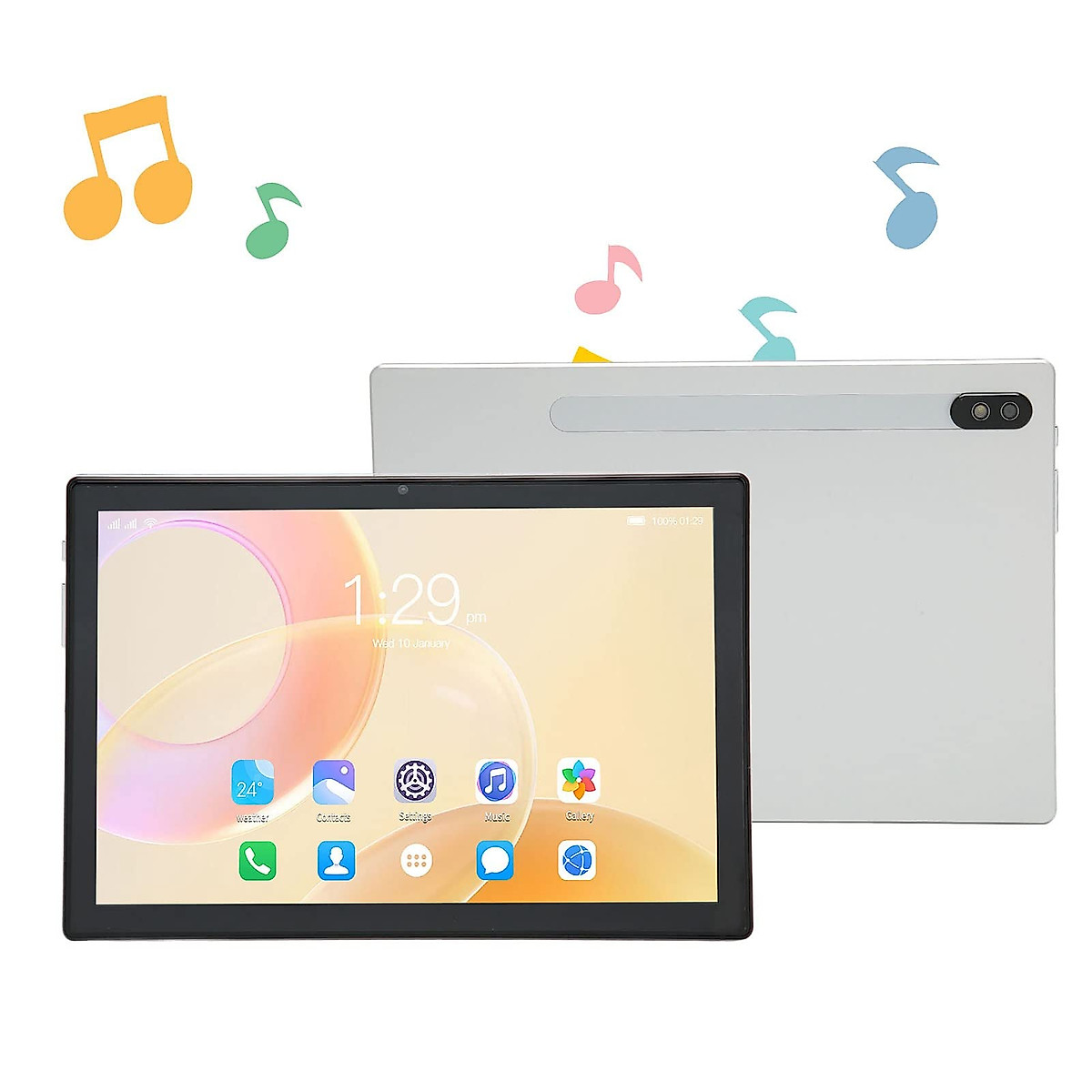 Airshi Desktop Tablet, 5G WiFi 7000mAh IPS Screen 10 Inch Tablet White for Home (US Plug)