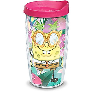 Tervis Made in USA Double Walled Nickelodeon - SpongeBob SquarePants Insulated Tumbler Cup Keeps Drinks Cold & Hot, 10oz Wavy, Tropical