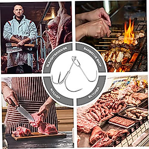 DIKACA Clothes Rack 2pcs Meat Processing Home Bacon Duck Smoker Accessories Roast Storage Tool Ham Steel Triple Garden Cm Hanger Butcher Professional for Hook Grill Kitchen BBQ Drying Prosciutto