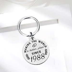 ABNTY 37th Birthday Gifts for Women Men, 37 Year Old Birthday Keychain, Born in 1988 Gifts, 1988 Birthday Decorations