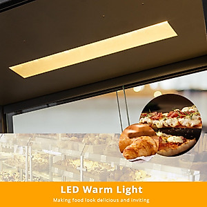 ROVSUN 15" Commercial Food Warmer Display Pizza Warmer, 3-Tier Electric Countertop Food Warmer w/LED Lighting Adjustable Removable Shelves Glass Door, Pastry Display Case for Buffet Restaurant, 1000W