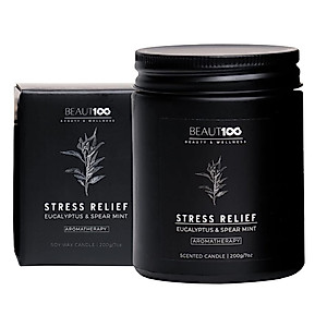 BEAUT100 Stress Relief Candle | Scented Candles for Men & Women | Aromatherapy Candle, Long Lasting Relax Soy Candles for Home | Candles Gift for Women & Men.
