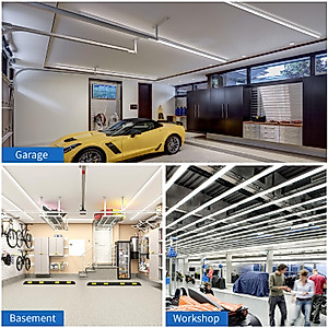 JESLED LED Shop Light 8FT, 72W 6500K Cool White, 9000LM High Output, V Shape, T8 Linkable 8 Foot LED Tube Lights for Garage, Warehouse, Plug and Play, Clear Cover (6-Pack)