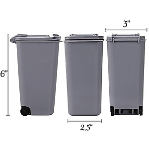 Goaste 12 Pack Mini Desk Trash Can, 22 OZ Tiny Curbside Garbage Bin with Lid, Small Plastic Desktop Wastebasket, Unique Office Pen Holder Pencil Cup, Counter Waste Basket for Home Kitchen Tabletop