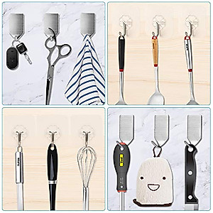 FOWOKAW Adhesive Hooks.Heavy Duty Self Wall Hooks15lb(Max),Waterproof and Oilproof Transparent hooks11 Pack