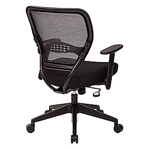 Space Seating 55 Series Professional Dark Air Grid Back Adjustable Office Desk Chair with Built-in Lumbar Support, Black Mesh