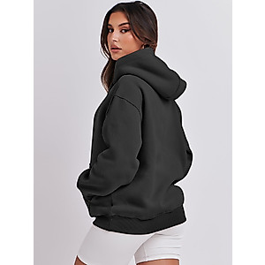 ANRABESS Women's Oversized Fleece Hoodies Basic Pullover Sweatshirt Fall Fashion 2024 Outfits Trendy Y2k Teens Preppy Clothes Black-M