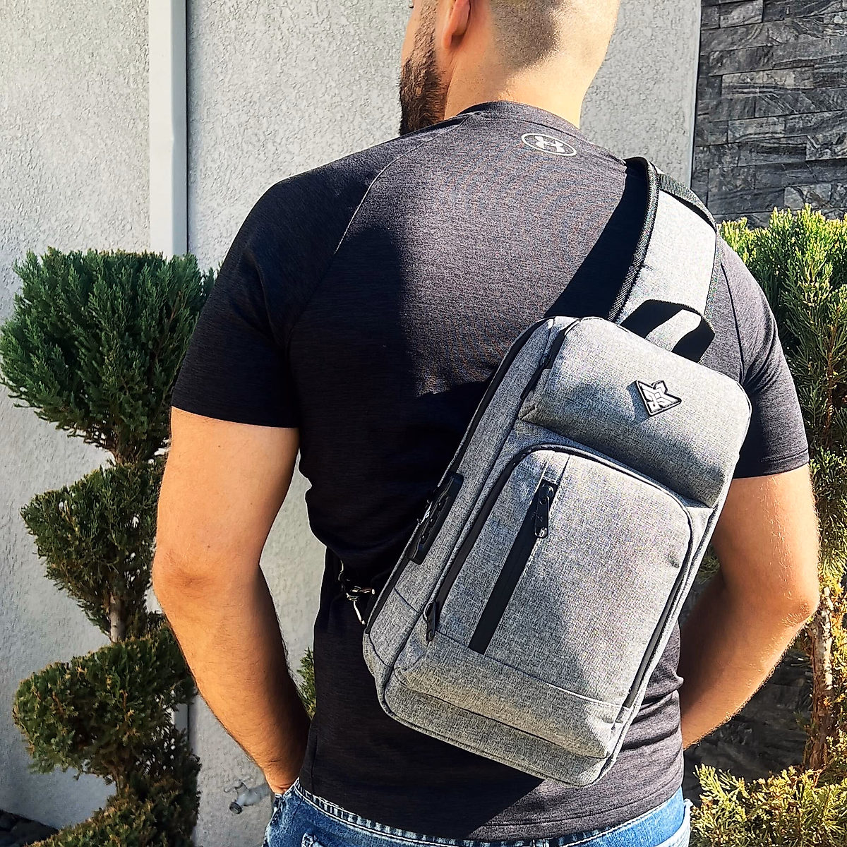 Erozul Equinox Sling Backpack Anti Theft Combination Lock Chest Shoulder Bag Waterproof Crossbody Casual Daypack (Black)