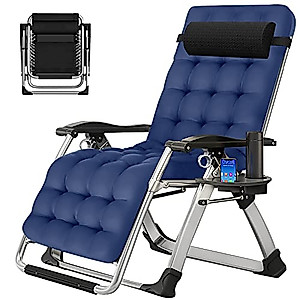 ABORON Zero Gravity Chair,Premium Outdoor Lawn Folding Lounge Chairs,Sturdy Adjustable Reclining Patio Chairs with Removable Cushion,Headrest & Tray