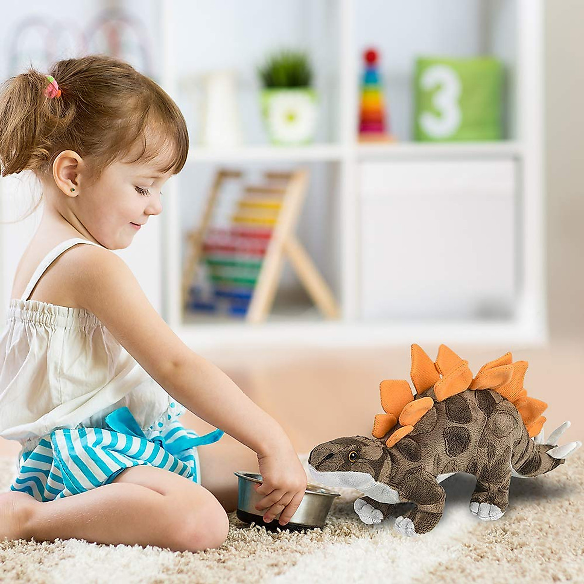 ArtCreativity 14 Inch Cozy Stegosaurus Plush Dinosaur Toy - Soft and Cuddly Stuffed Animal for Kids - Cute Nursery Decor - Carnival Prize - Best Gift for Baby Shower, Boys, Girls