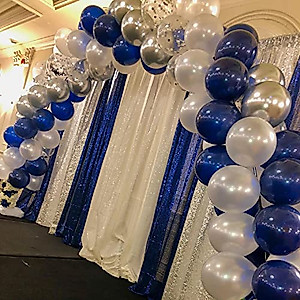 White Sequin Backdrop 2 Panels Curtains 2FTx8FT Party Backdrop Glitter Birthday Wedding Curtains Sparkle Photo Backdrop