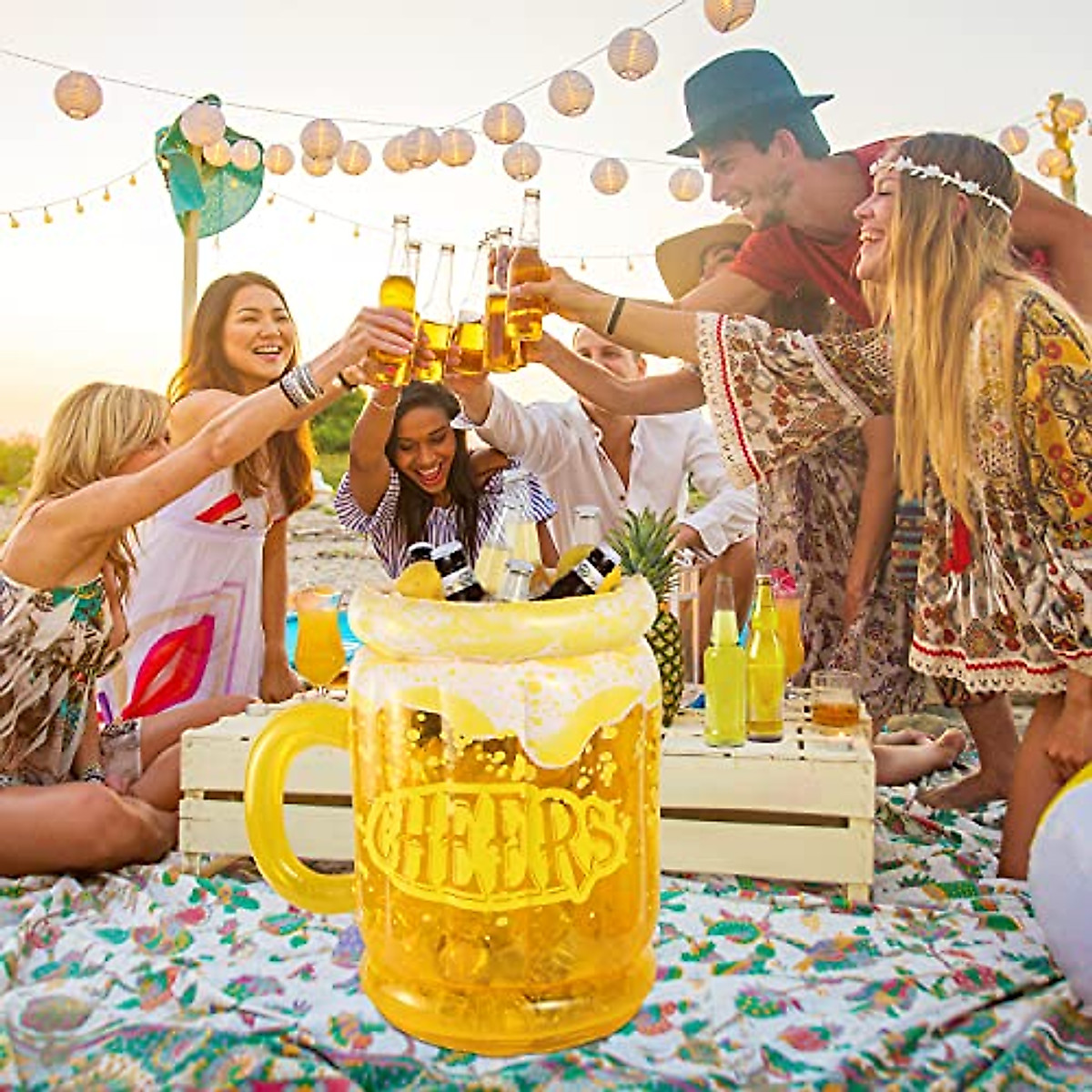 FindUWill Inflatable Cooler for Parties, 2Pack Ice Buckets Large Drink Containers -Portable Drink Cooler for BBQ, Picnic, Pool Party, Birthday Party Supplies, 10 Gallons/38 Liter Capacity, Double Wall