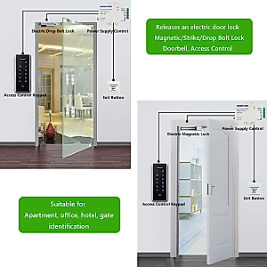 Door Access Control System, 125KHz Proximity ID Card Access Control Keypad Support 1000 Users ID Card Reader Digital Keypad + 5PCS Keychains for Entry Access Controller Gate Opener