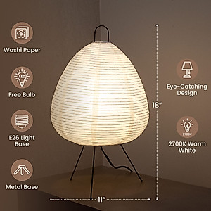 Japanese Decor Lantern Lamp • Dimmable Japanese Paper Lamp • Cozy Japandi Style Paper Lamp • Japanese Paper Lantern Light • Rice Paper Lamp • Off White Lamp (Table Lamp)