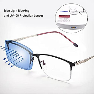 LJIMI Photochromic Progressive Multifocus Spring Hinge Reading Sunglasses UV Protection Multifocal Trifocal Transition Sun Readers Blue Light Blocking Computer Glasses for Women Men Anti Glare Eyewear