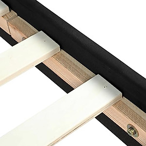 affeivul King Bed Frame and Headboard, King Size Platform Bed Frame No Box Spring Needed, Upholstered Bed Frame King with Cotton and Velvet, Low Storage, Modern Design and Wood Slats - Black