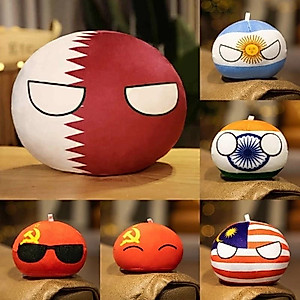 GANGKJDS Polandball Countryballs Plush Doll Ukraine Spain Hungary Portugal Romania Greece Austria Mexico Poland Ball (Spain B,3.8 inch)