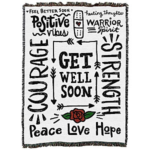 Pure Country Weavers Get Well Soon 1 Blanket - Gift Tapestry Throw Woven from Cotton - Made in The USA (72x54)