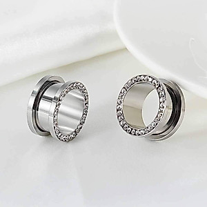 TBOSEN 8 PCS Ear Tunnels Plugs Gauges Stainless Steel Expander Stretcher Piercings