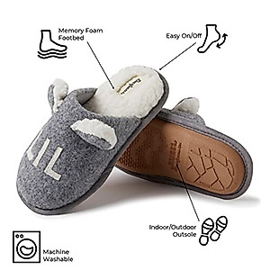 Dearfoams Easter Basket Stuffers Gifts for Kids Toddler Baby Slipper, Light Grey Lil Bear, 1 US Unisex big