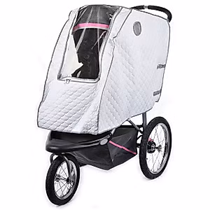 Masirs Baby Stroller Rain Cover - Universal Size, Weatherproof Shield to Safeguard Your Child from Wind & Rain. Mesh Material for Ventilation & Reflective Trimming for Night Visibility, (Clear Vinyl)