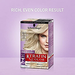 Schwarzkopf Keratin Color Permanent Hair Color Cream, 10.1 Extra Light Ash Blonde, 1 Kit