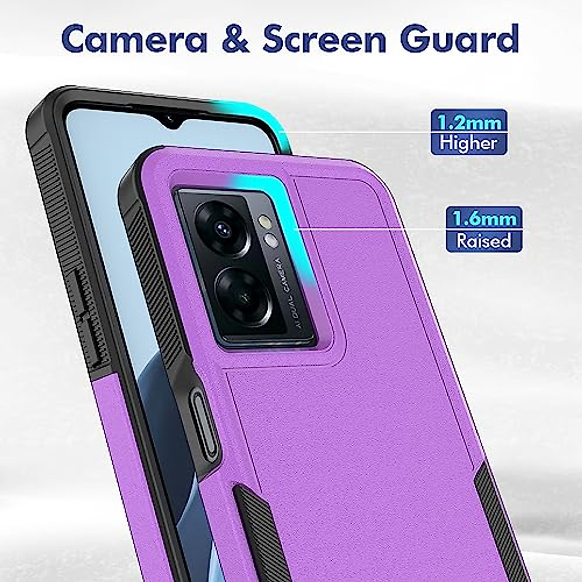 Jeylly for OnePlus Nord N300 5G Case, Matte Texture Shockproof TPU Bumper Hybrid Design Phone Case for OnePlus Nord N300, Military Grade Drop Protective Cover for Women Men, Purple