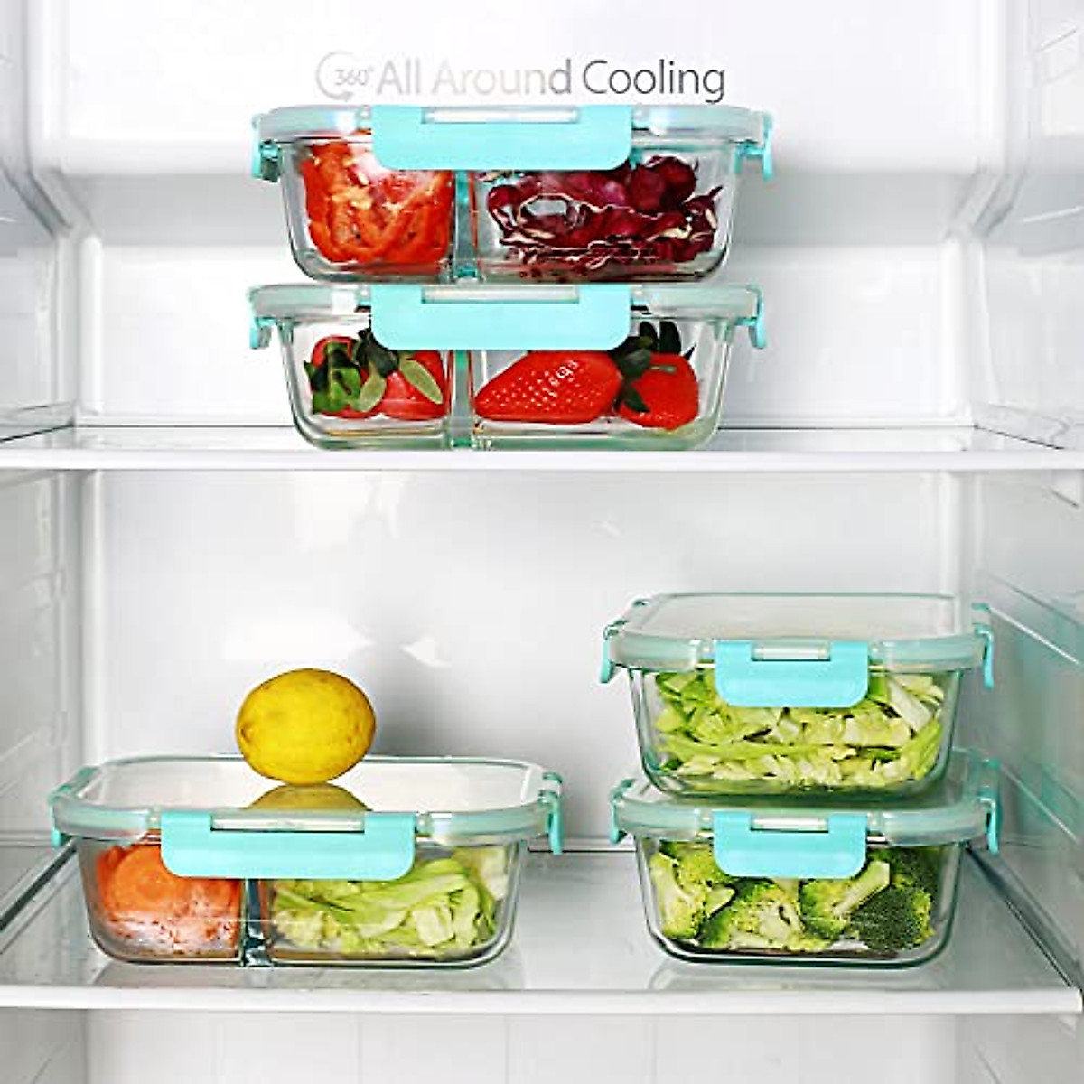 DAS TRUST 3 Pack Food Storage Containers 2 Compartments Glass Meal Prep Containers with Lids for Adult Food Prep Container with Dividers Reusable Lunch Bento Box