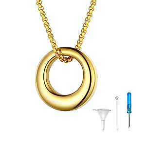 18K Gold Plated Circle of Life Eternity Memorial Urn Necklace Fashion Cremation Jewelry Keepsake Pendant for Ashes for Men Women