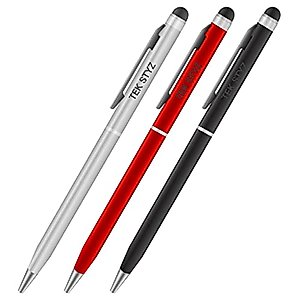 PRO Stylus Pen for Samsung Galaxy S6 Active with Ink, High Accuracy, Extra Sensitive, Compact Form for Touch Screens [3 Pack-Black-Red-Silver]