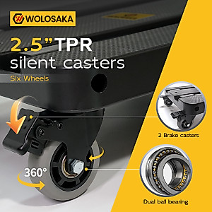 Wolosaka Folding Hand Truck Trolley with 6 Wheels Telescoping Handle Utility Dolly Luggage Cart Compact Design Adjustable Foldable Durable Heavy Duty Multi-Purpose Moving Travel Shopping Office Use