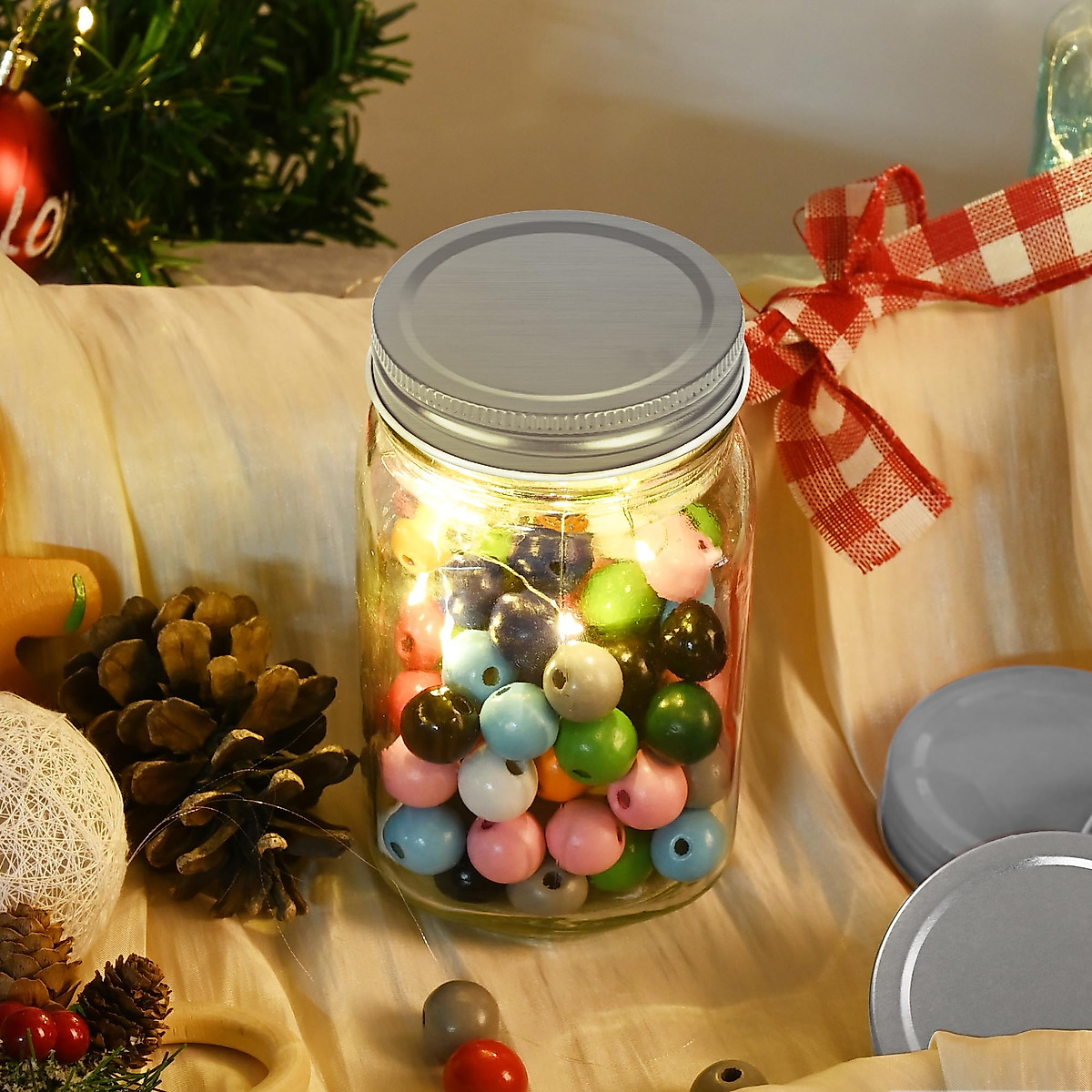 BSL® 48 Packs 2.75 Inch Mason Jar Lids Regular Mouth Leak Proof Secure Mason Storage Solid Caps Jars Lids，Leak Proof,Airtight,Silicone Seal,Seal Tinplate Metal Can Lids (Silver，2.75 inch/70MM)