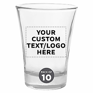 Custom Shot Glasses 2 oz. Set of 10, Personalized Bulk Pack - Great for Wedding, Party, Birthday, Gifts - Clear