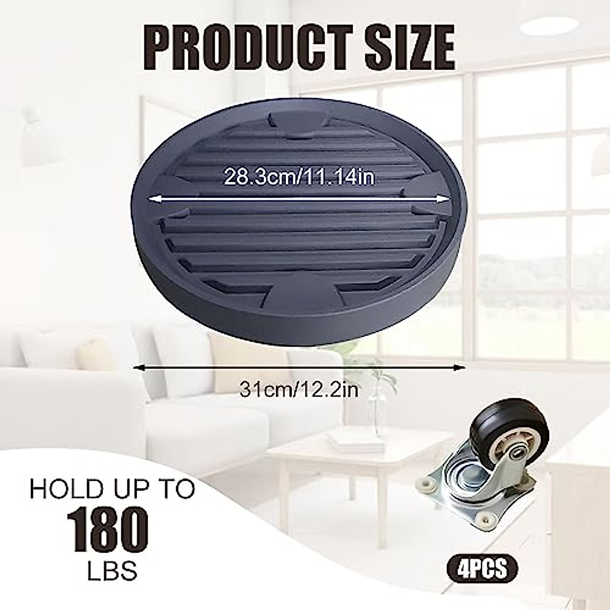 Plant Caddy with Wheels, 2Pack 12.2 Inch Plant Stand with Wheels, Plant Roller Base, Plant Dolly for Indoor Outdoor, Rolling Potted Plant Movers,Hold Up to180lbs Heavy Duty Plant Stand with 4 Wheels