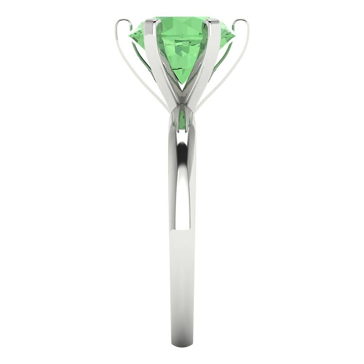 Clara Pucci 3 ct Round Cut Solitaire Green Simulated Diamond Excellent Engagement Bridal Promise Anniversary Ring 18K White Gold 4.5