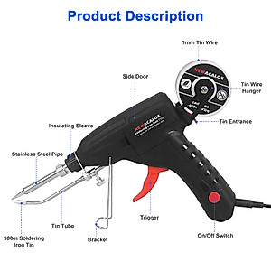 NEWACALOX Soldering Gun, 60W Automatic Hand-held Soldering Iron Kit with Bracket, Solder Wire, Desoldering Pump, Iron Tips for Electronics, Car Repair, Home DIY