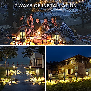 WdtPro Solar Pathway Lights, 8 Pack Solar Lights Outdoor Decorative Super Bright Warm White & Bigger Solar Panel, Auto On/Off Garden Lights Waterproof Solar Landscape Lighting for Yard Patio Walkway
