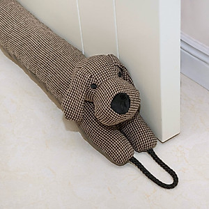 Estimber Under Door Draft Stopper Decorative Wind Stopper 36 inch for Door & Window, Weighted Animal Air Draft Stopper Snake Noise Blocker for Bottom of Door with Hanging Loops - Brown Dog