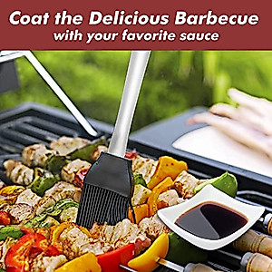 CTCCORC 18 Inch Grill Tool Sets, 4PCS BBQ Barbecue Tool Sets with Durable Spatula, Fork, Tongs, Basting Brush, Heavy Duty Stainless Steel Outdoor Cooking Tools Camping Grilling Tools Accessories