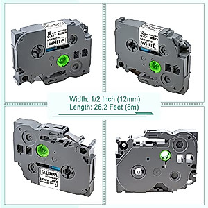 Topcolor 6-Pack Compatible TZe 12mm 0.47" Laminated Label Tape Replacement for Brother TZe-231 TZe135 TZe335 TZe435 TZe535 TZe735 TZe TZ Tape for P Touch PTD210 PTH110 PTD220 PTD400 PTD600 PT1880