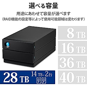 LaCie 2big RAID, 28TB, External Hard Drive Desktop, USB-C, 7.200 RPM, Enterprise Class Drives, for Mac and PC Desktop (STHJ28000800)
