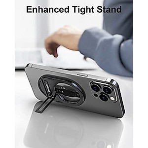 EWA The MagOne Plus Compatible with MagSafe Phone Grip Stand with Silicone Finger Strap, Removable Magnetic Holder Kickstand, Strong Magnets Stick to Metal, Only for iPhone 14, 13, 12 Pro/Max/Plus