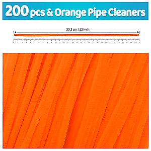 Iooleem 200pcs Orange Pipe Cleaners, Chenille Stems, Pipe Cleaners for Crafts, Pipe Cleaner Crafts, Art and Craft Supplies.