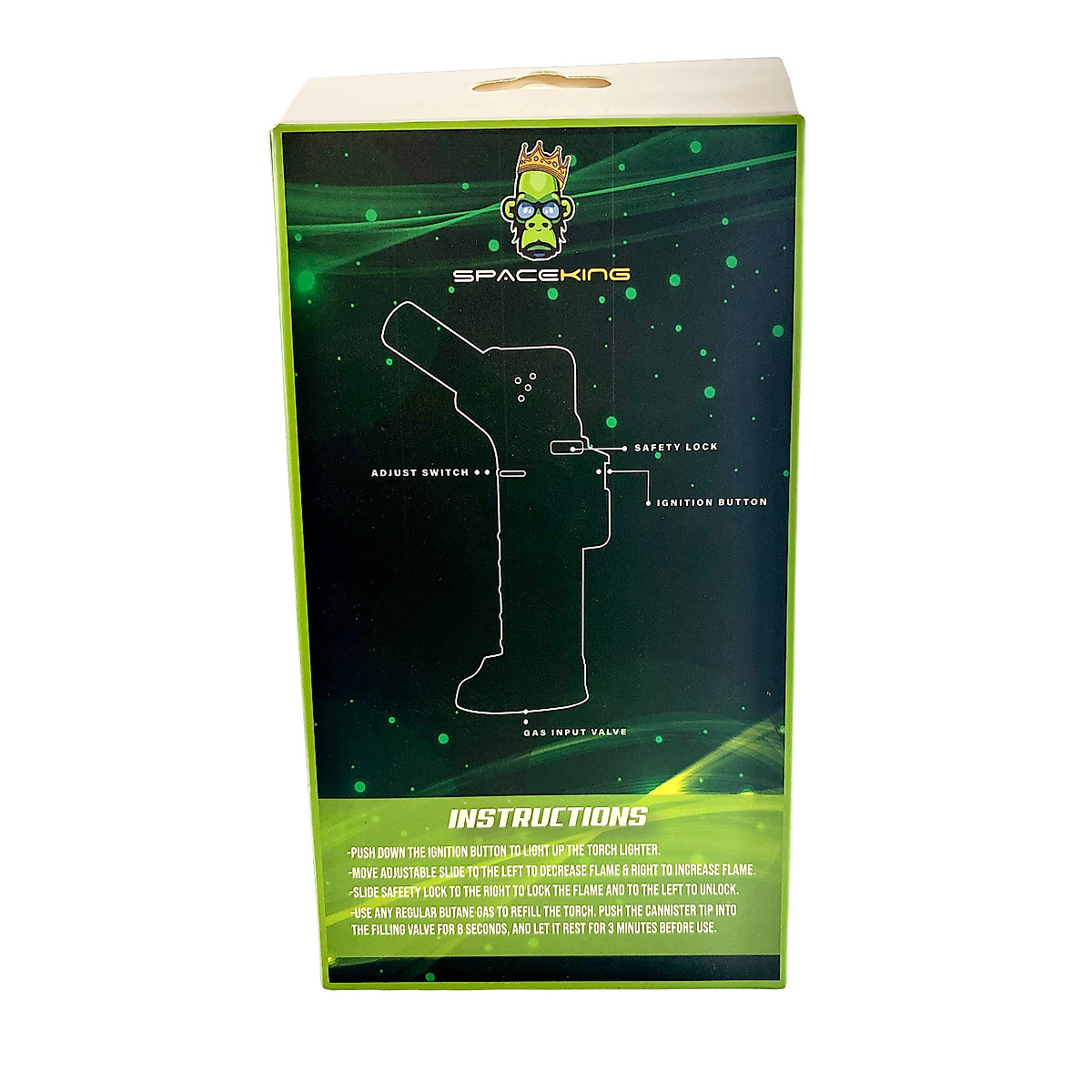 Space King powerful single jet angled flame torch lighter - Smooth Finish - Premium Quality - Adjustable Flame & Lock Function - Perfect for Kitchen, BBQ, Outdoors, Travel, Garage, and more (Black)