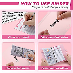 Onlyesh Budget Binder with Zipper Envelopes,Cash Envelopes for Budgeting,Money Organizer for Cash,Budget Binder with Cash Envelopes,28Pcs(Pink)