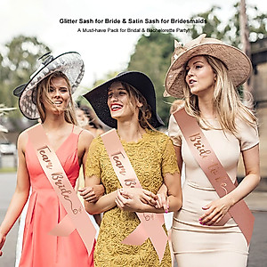 Bachelorette Party Decorations Kit, Bridal Shower Gift Supplies, Rose Gold Bride to Be Bachelorette Sash Veil Crown Tiara for Bride, Team Bride Tribe Sash for Bridesmaids