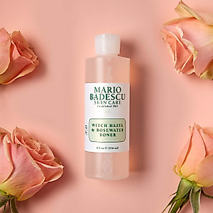 Mario Badescu Witch Hazel & Rosewater Toner for All Skin Types |Alcohol Free Facial Toner that Clarifies and Rejuvenates |Formulated with Witch Hazel & Rose Extract| 8 FL OZ