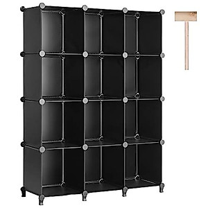 Puroma Cube Storage Organizer 6-Cube Closet Storage Shelves Cube Storage Organizer 12-Cube Closet Storage Shelves with Wooden Mallet